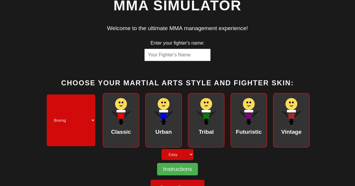MMA Manager Simulator