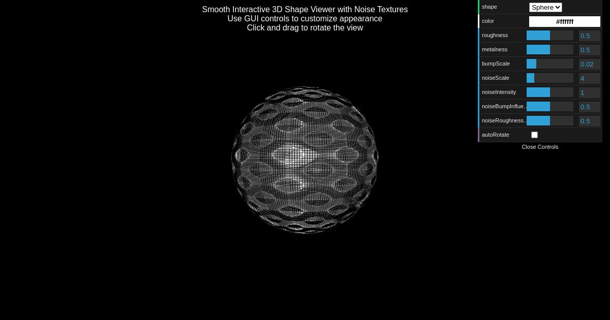 Smooth Interactive 3D Shape Viewer with Noise Textures