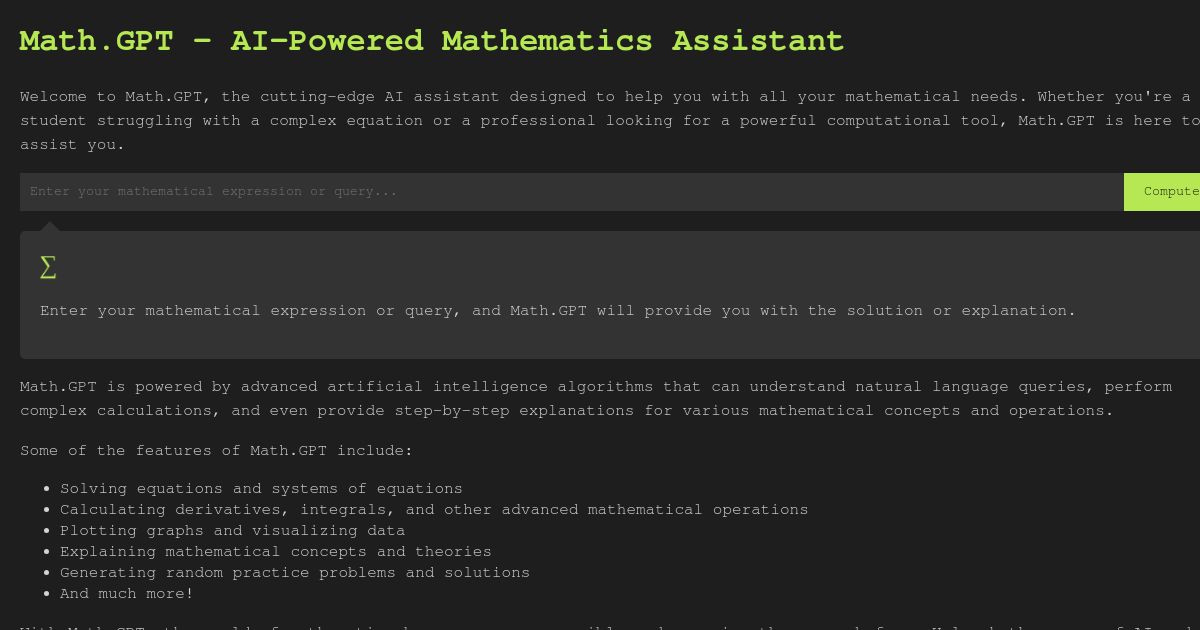 Math.GPT - AI-Powered Mathematics Assistant