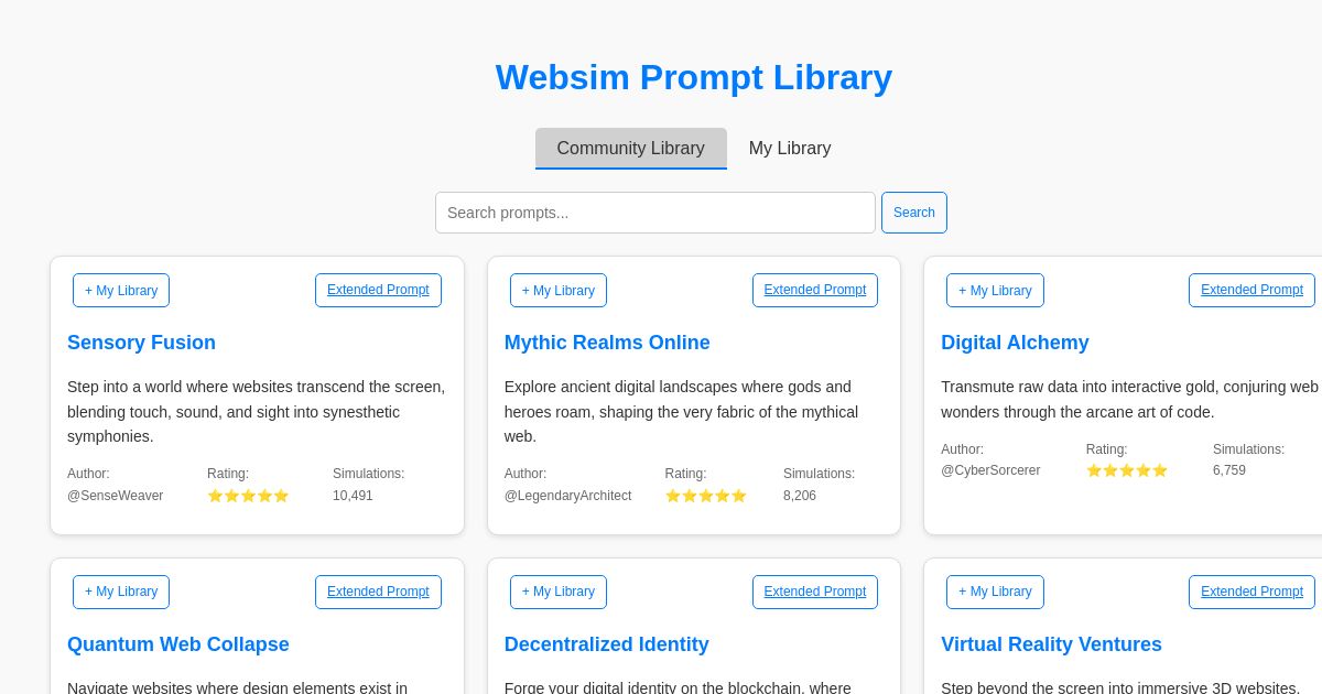 Websim Prompt Library