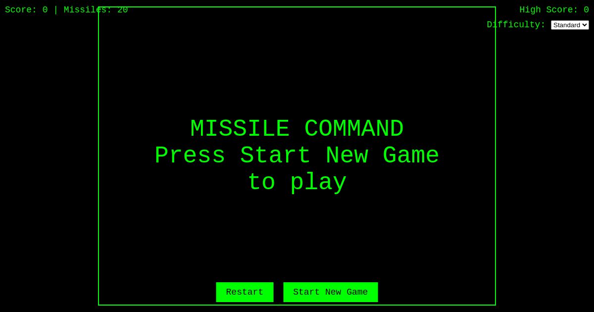 Retro Missile Command - Web-based Arcade Classic