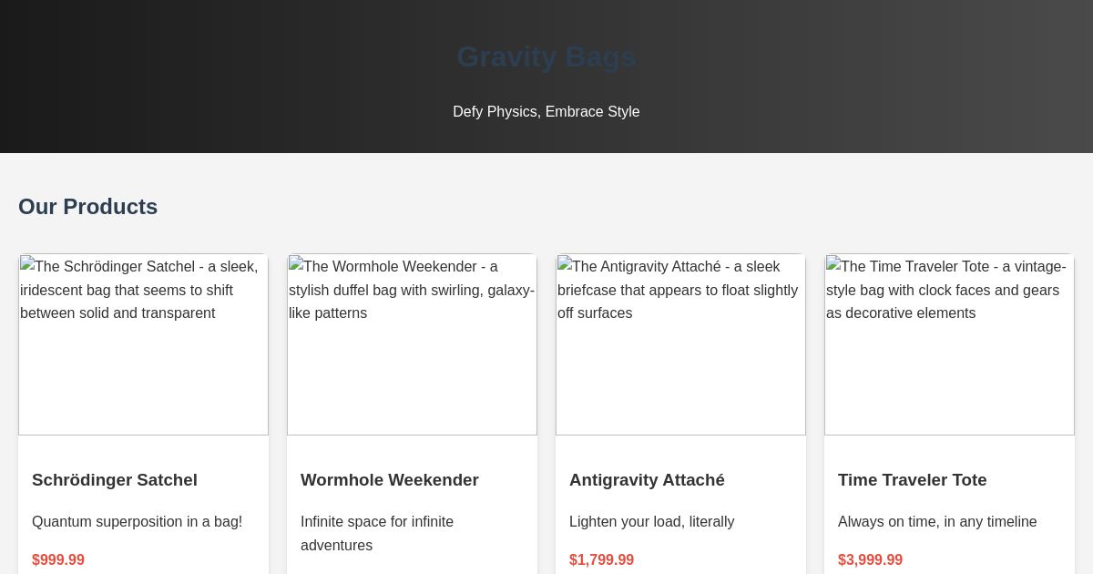 Gravity Bags - Shopify Store