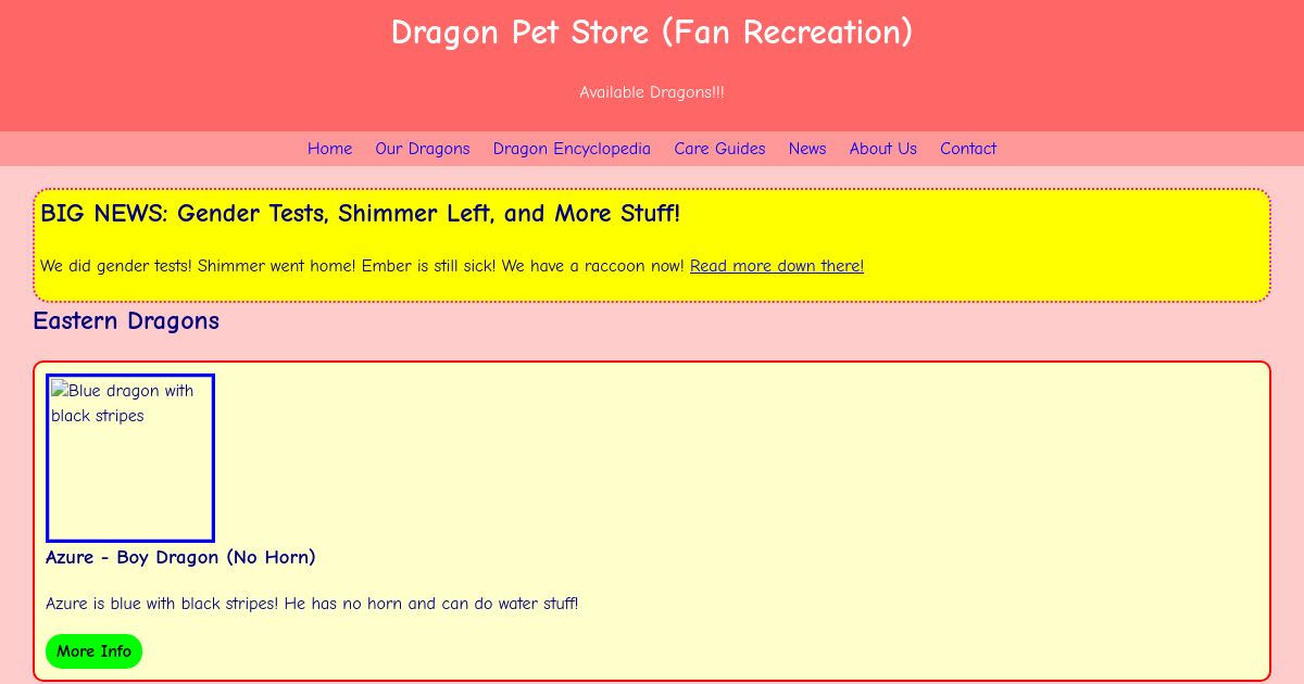 Dragon Pet Store (Fan Recreation)