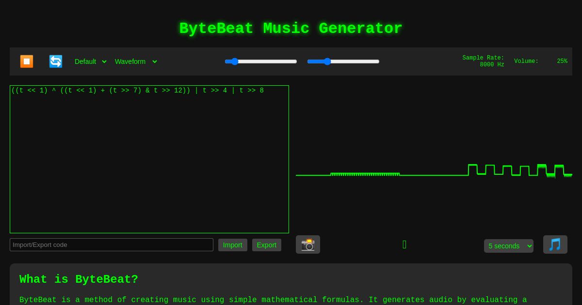 ByteBeat Music Generator