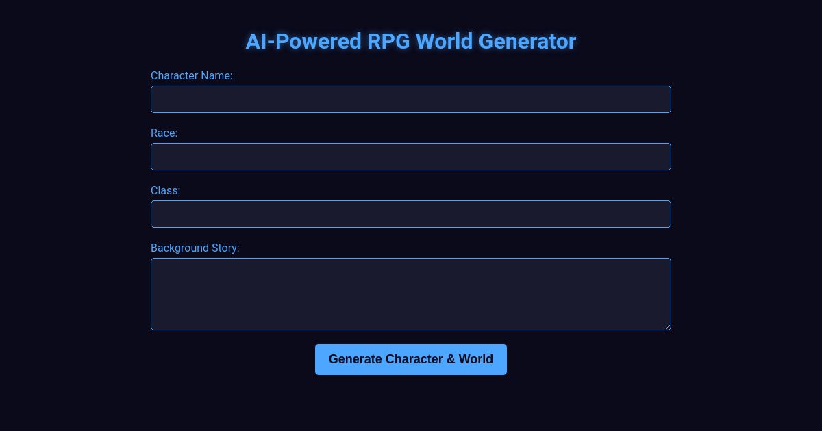 AI-Powered RPG World Generator - Create, Customize, and Explore!