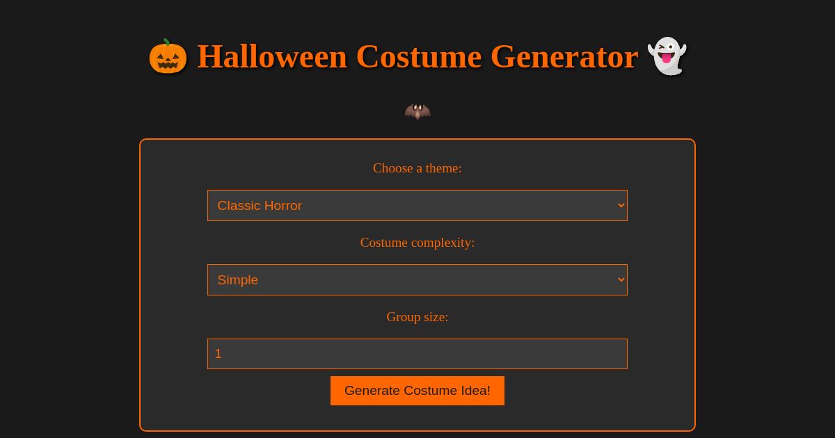 Halloween Costume Generator - GeneratorsHUB