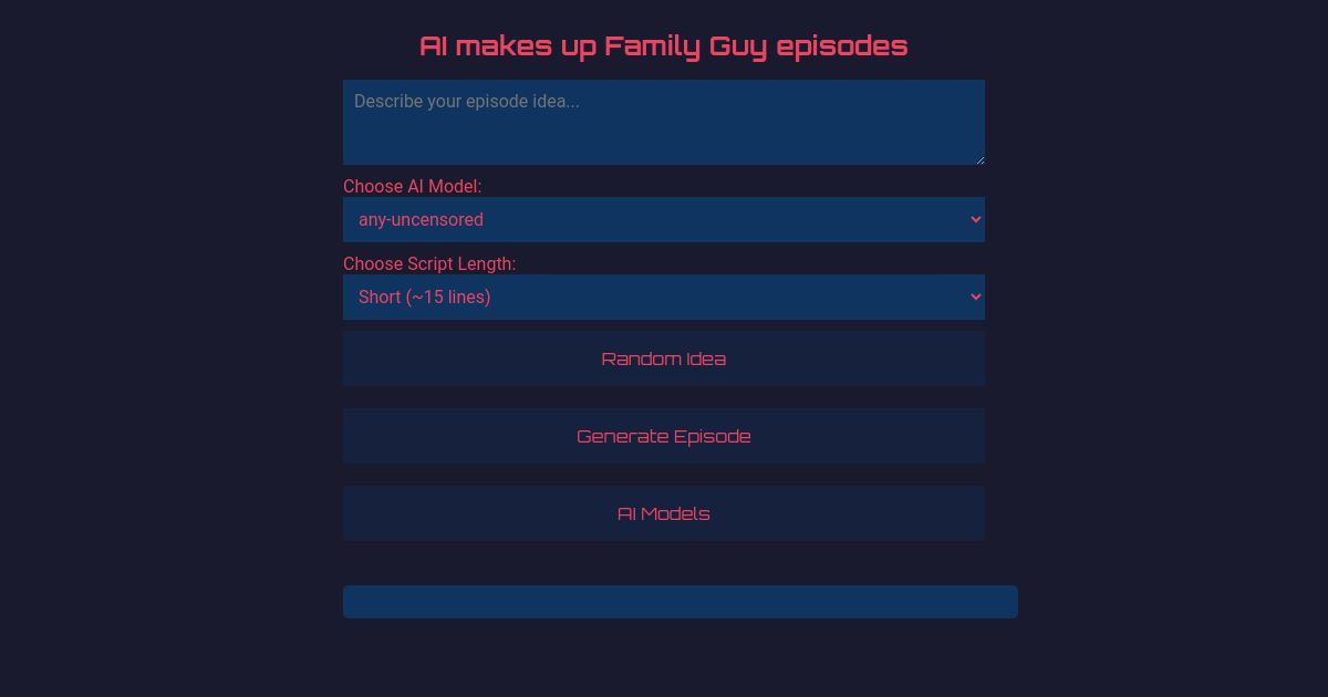 AI Family Guy episode generator [ULTIMATE]