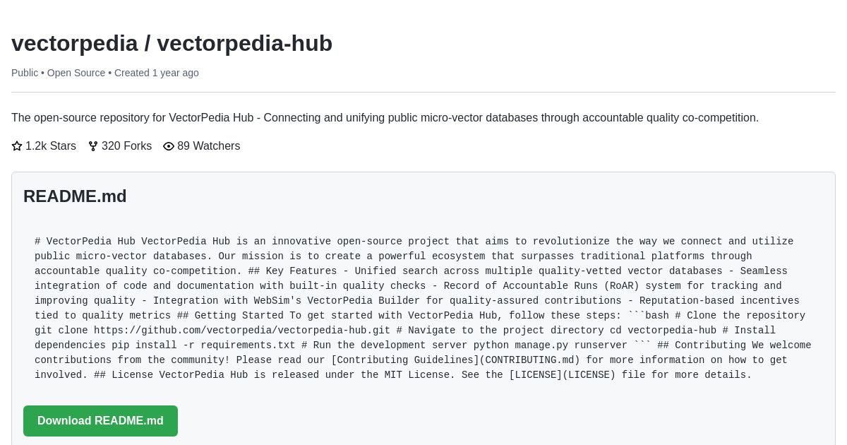 VectorPedia Hub - GitHub Repository