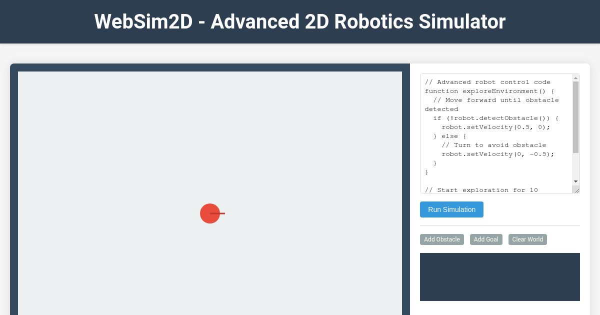 WebSim2D - Advanced 2D Robotics Simulator