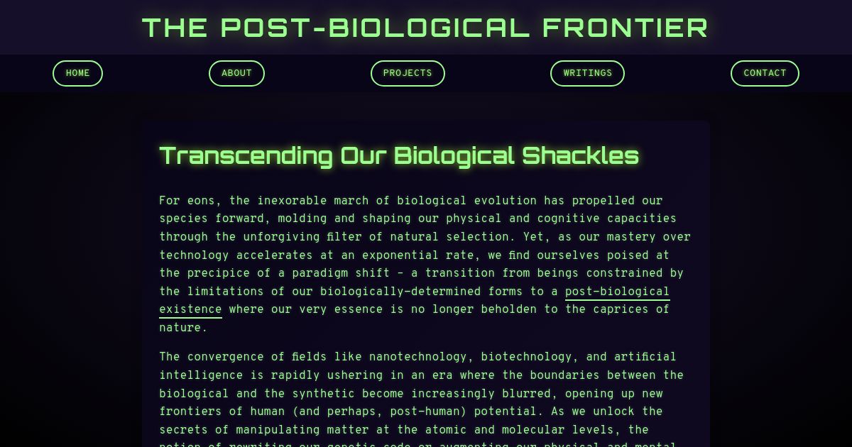 The Post-Biological Frontier