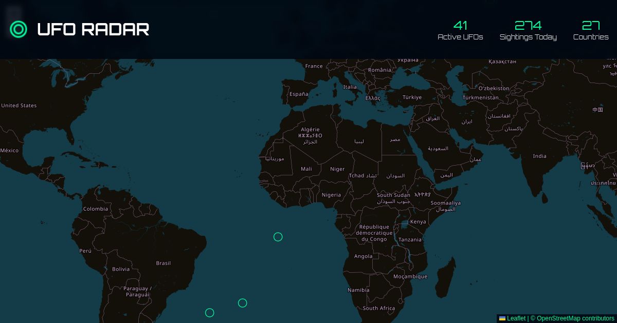 UFO Radar - Real-Time UFO Tracking Map