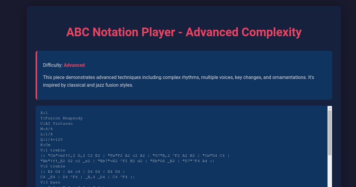 ABC Notation Player - Advanced Complexity