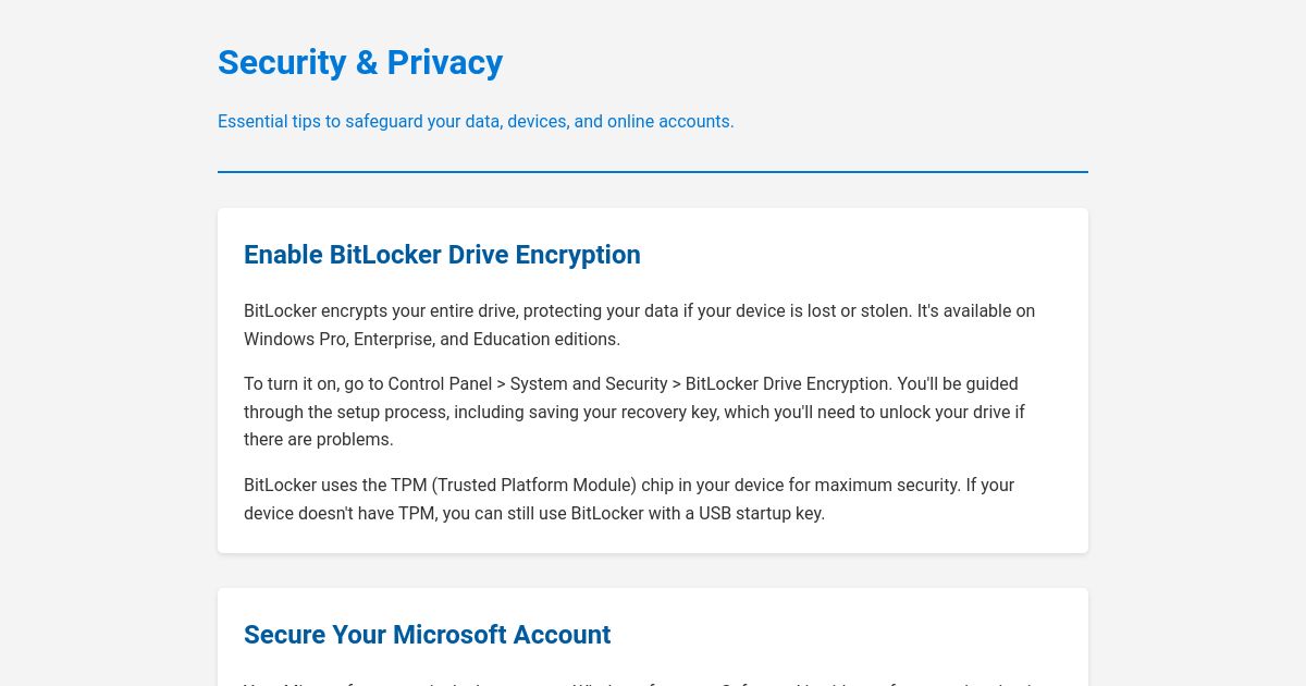 Security & Privacy Tips - The Ultimate Guide to Windows