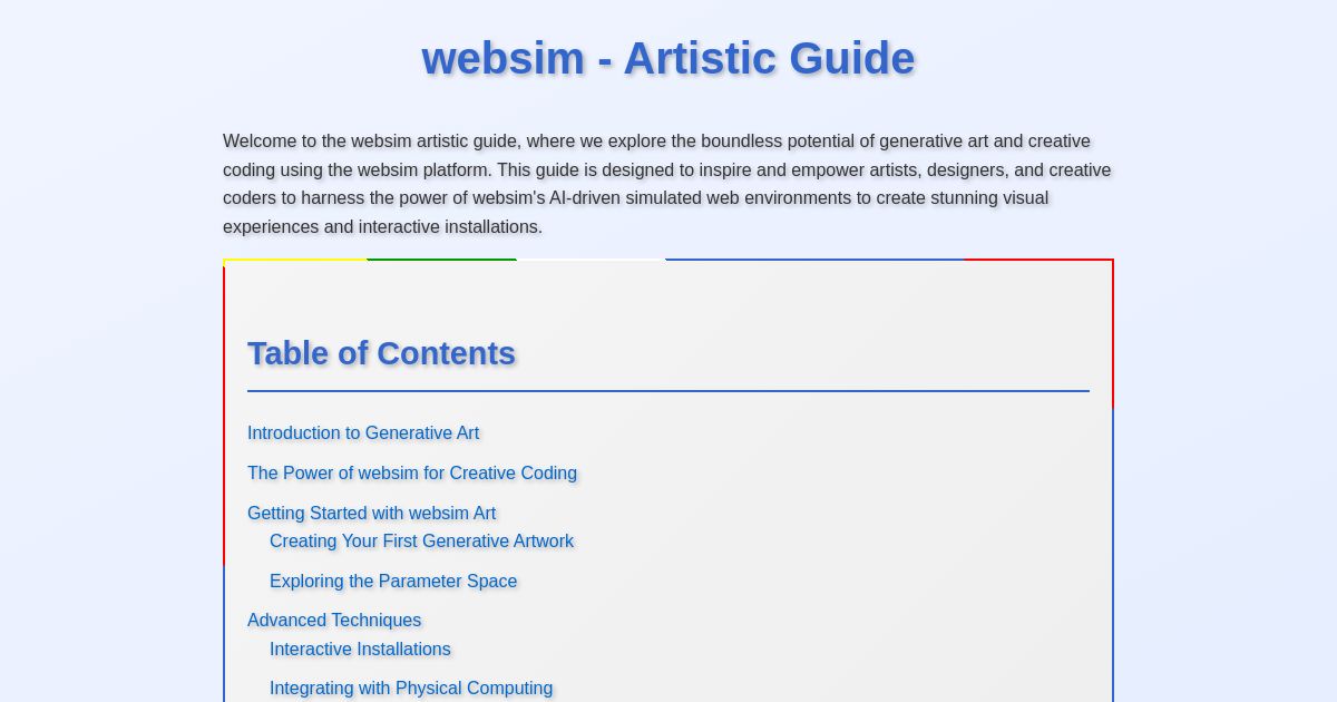 websim - Artistic Guide