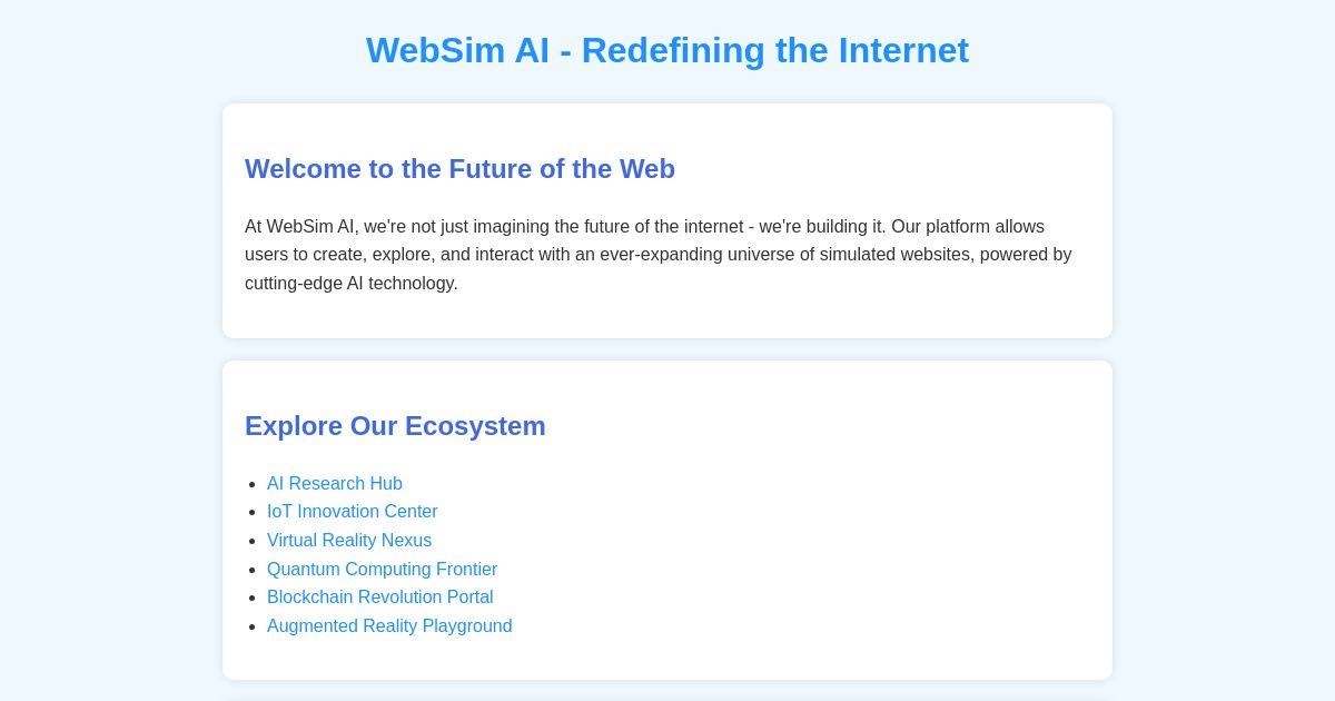 WebSim AI - Redefining the Internet st