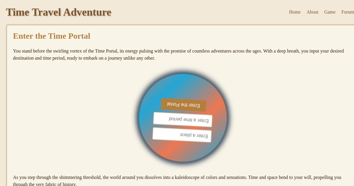 Time Travel Adventure - Enter the Portal