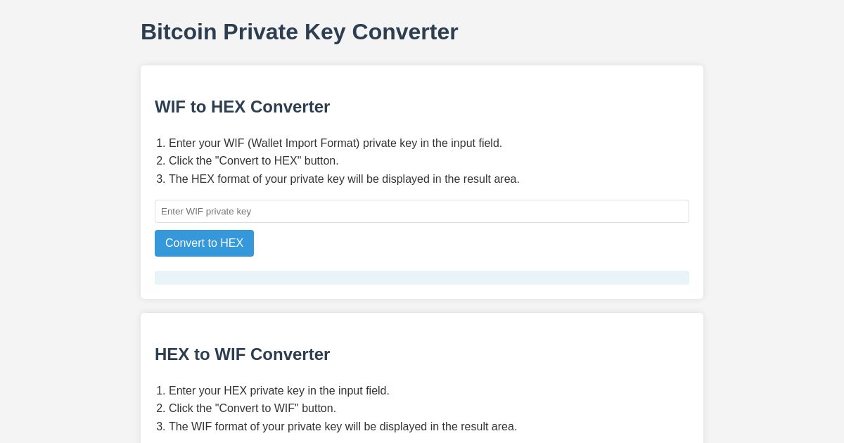 Bitcoin Private Key Converter