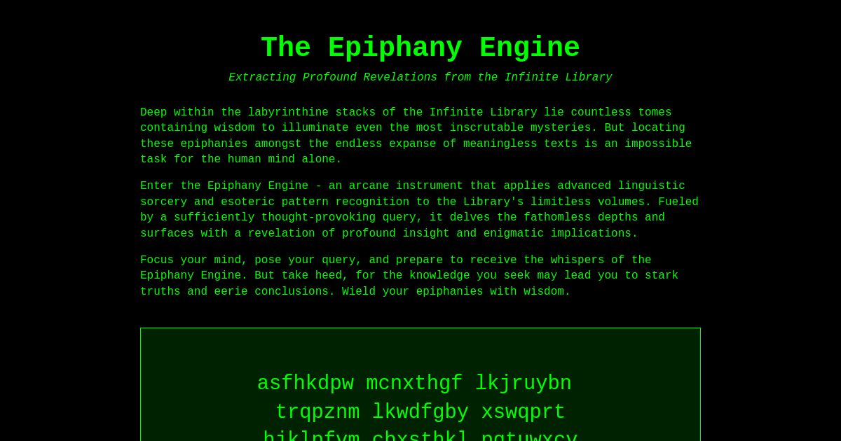 The Epiphany Engine