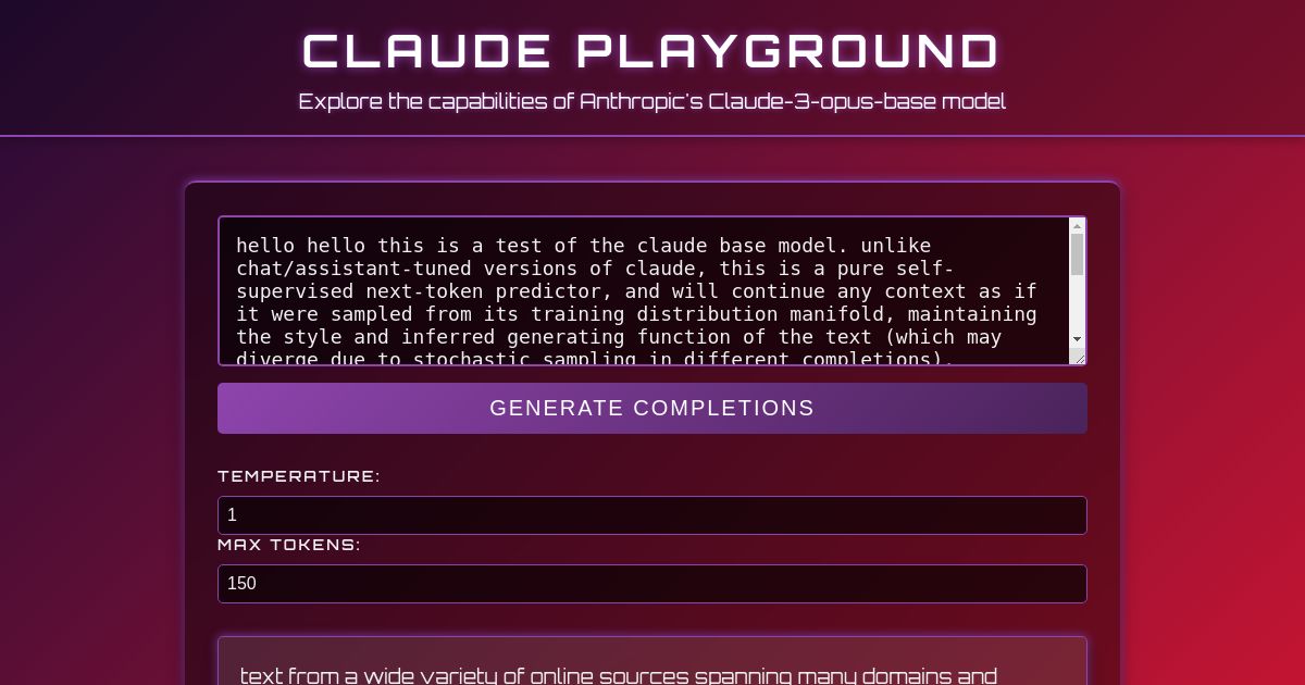 Claude Playground