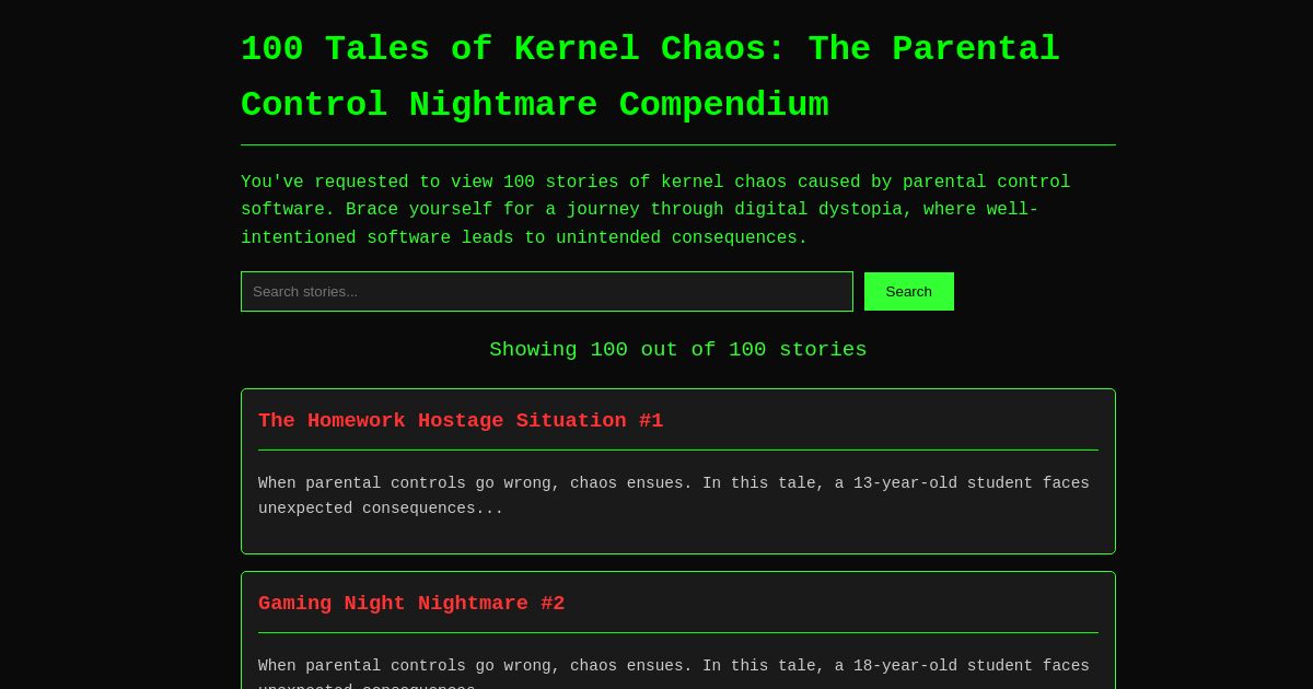 100 Tales of Kernel Chaos: The Parental Control Nightmare Compendium