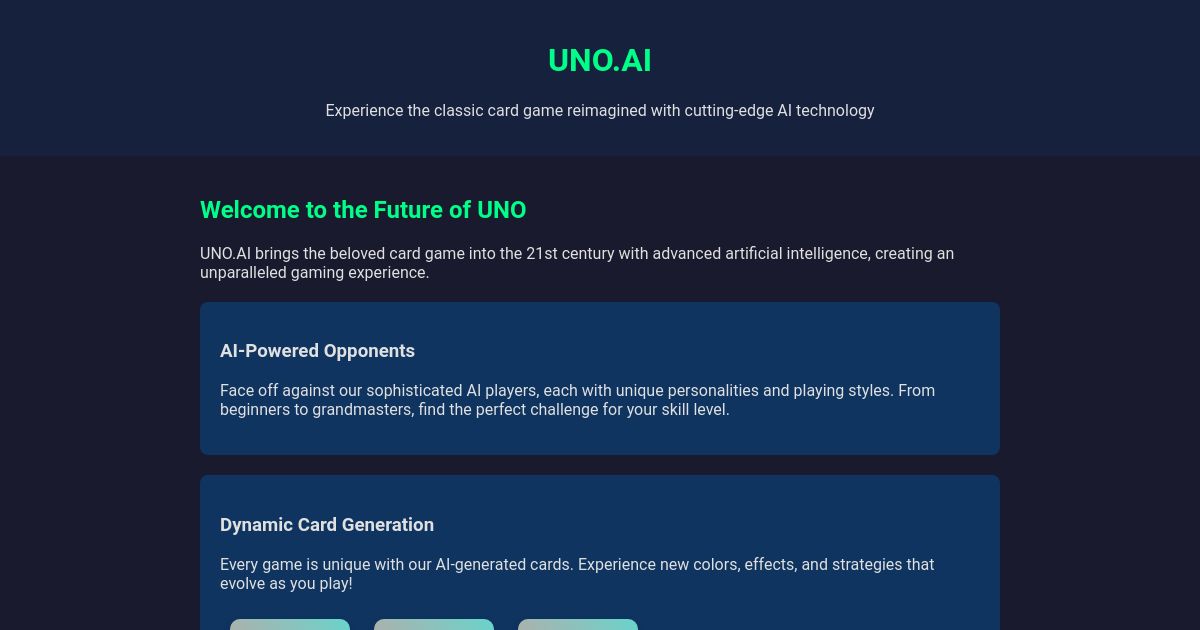 UNO.AI - The Future of Card Gaming