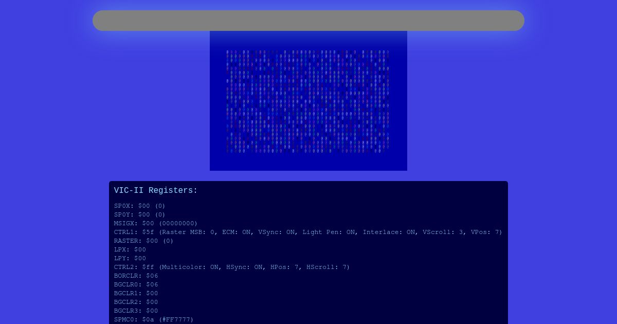 Commodore 64 BASIC 2.0 Simulator - VIC-II Initialization