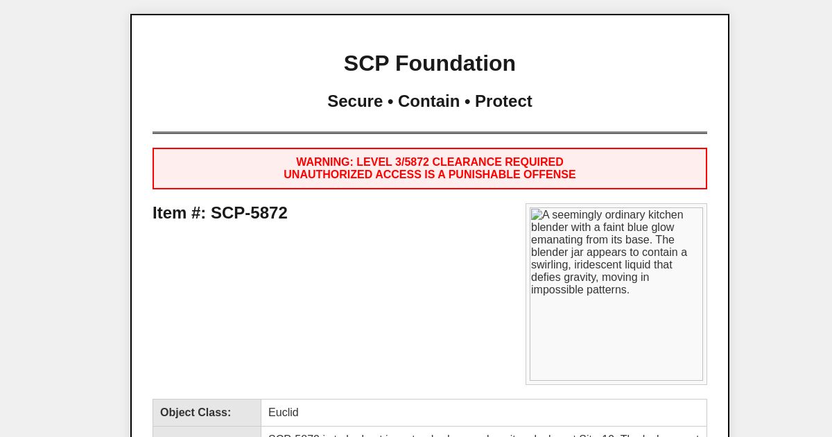 SCP Foundation - Item #: SCP-5872