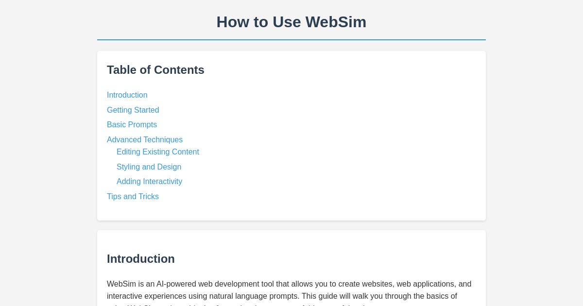 How to Use WebSim