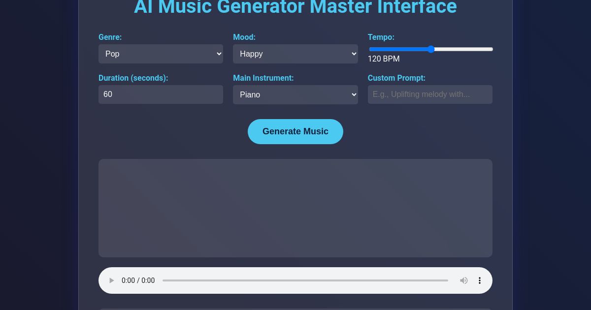 AI Music Generator Master Interface