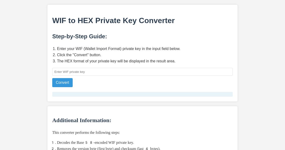 WIF to HEX Private Key Converter