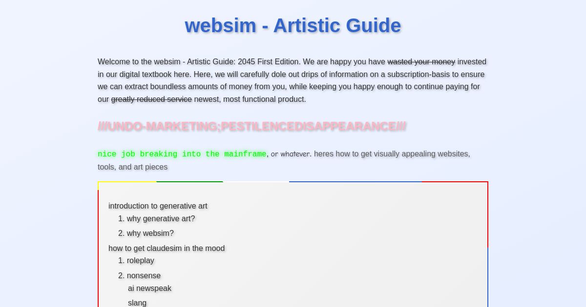 websim - Artistic Guide