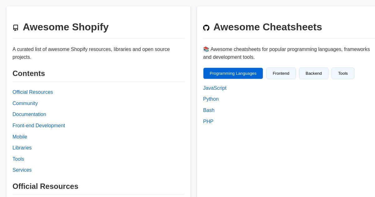 Awesome Shopify & Cheatsheets