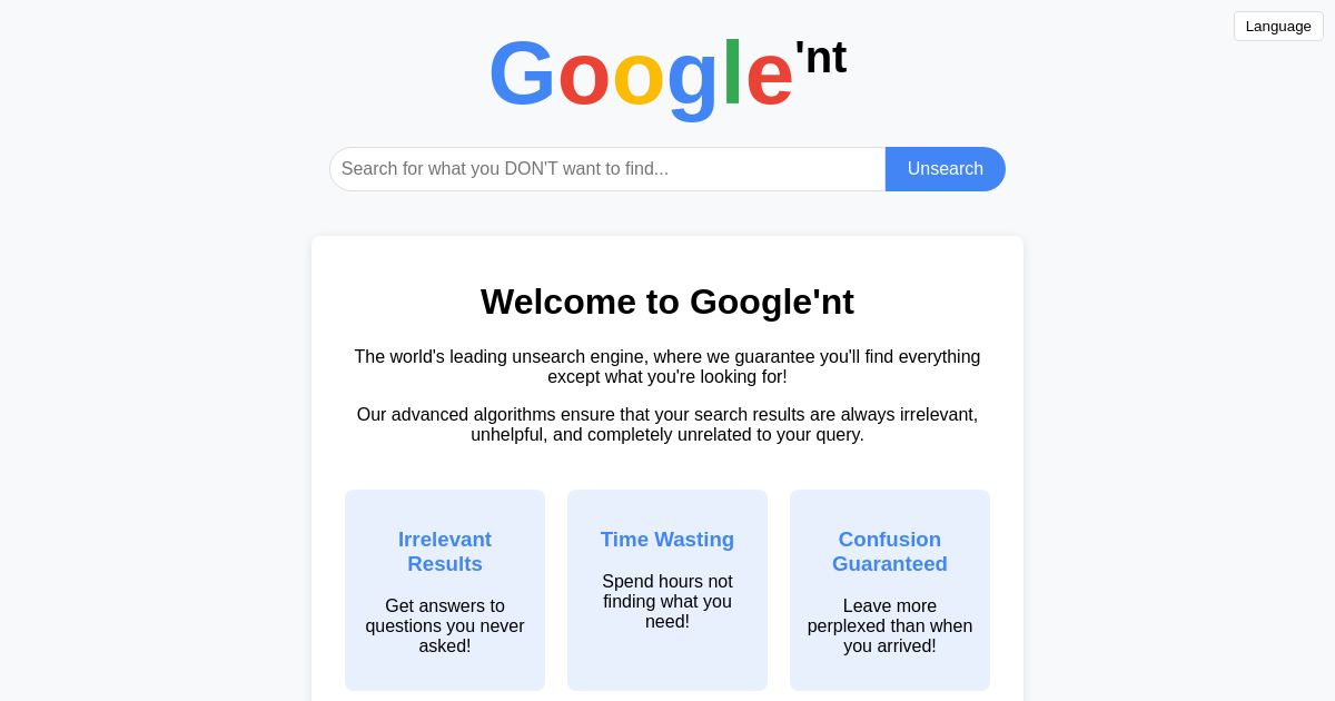 Google'nt - Unsearching the Internet