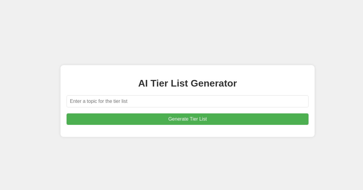 AI Tier List Generator