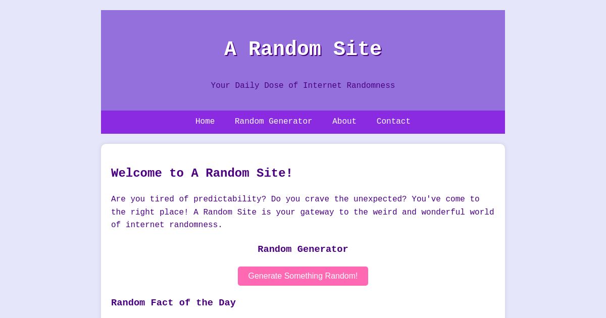 A Random Site - Your Daily Dose of Internet Randomness