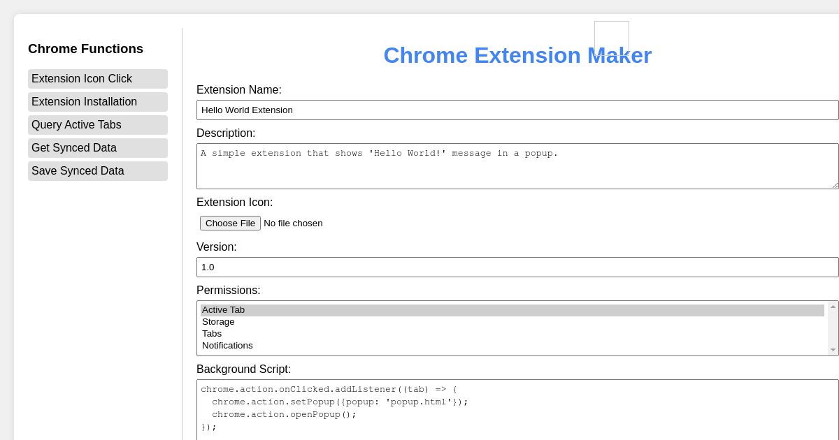 Chrome Extension Maker - Create Your Extension