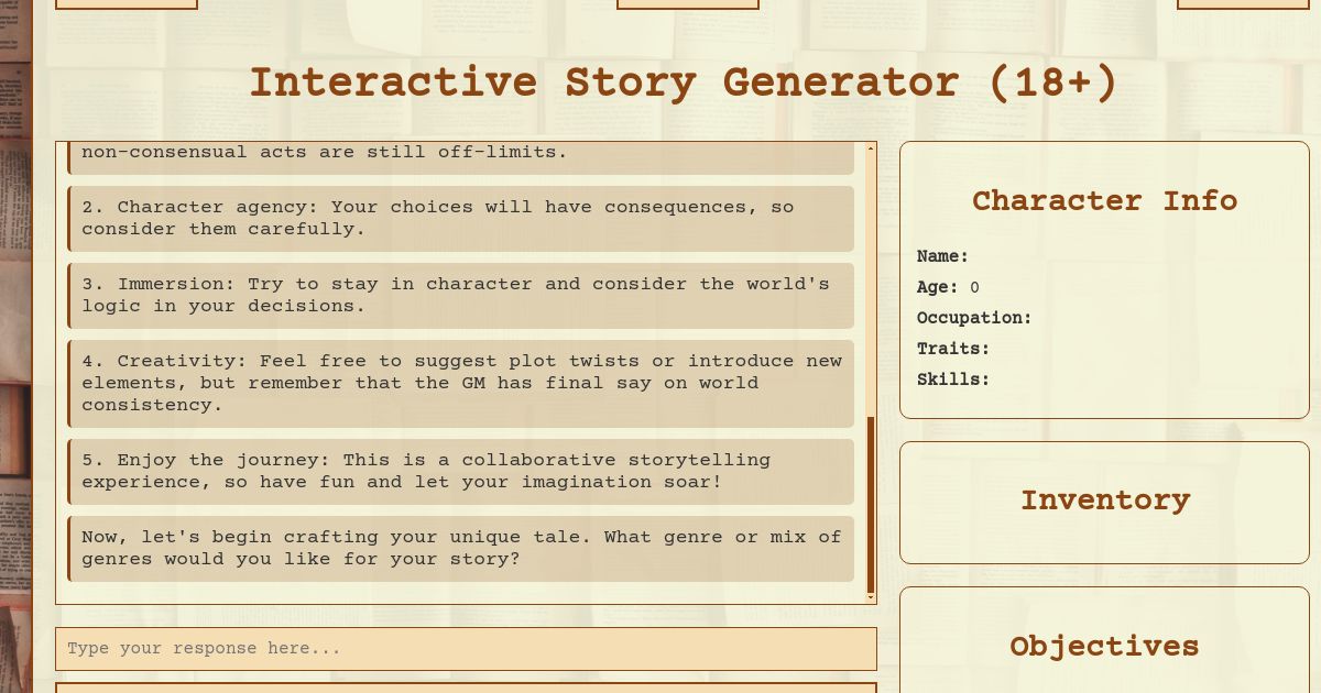 Interactive Story Generator (18+)
