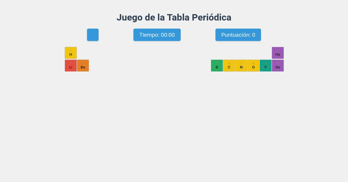 Juego de la Tabla Periódica con Cronómetro