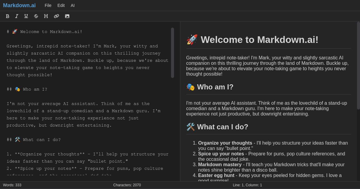 MarkdownAI: Markdown Editor