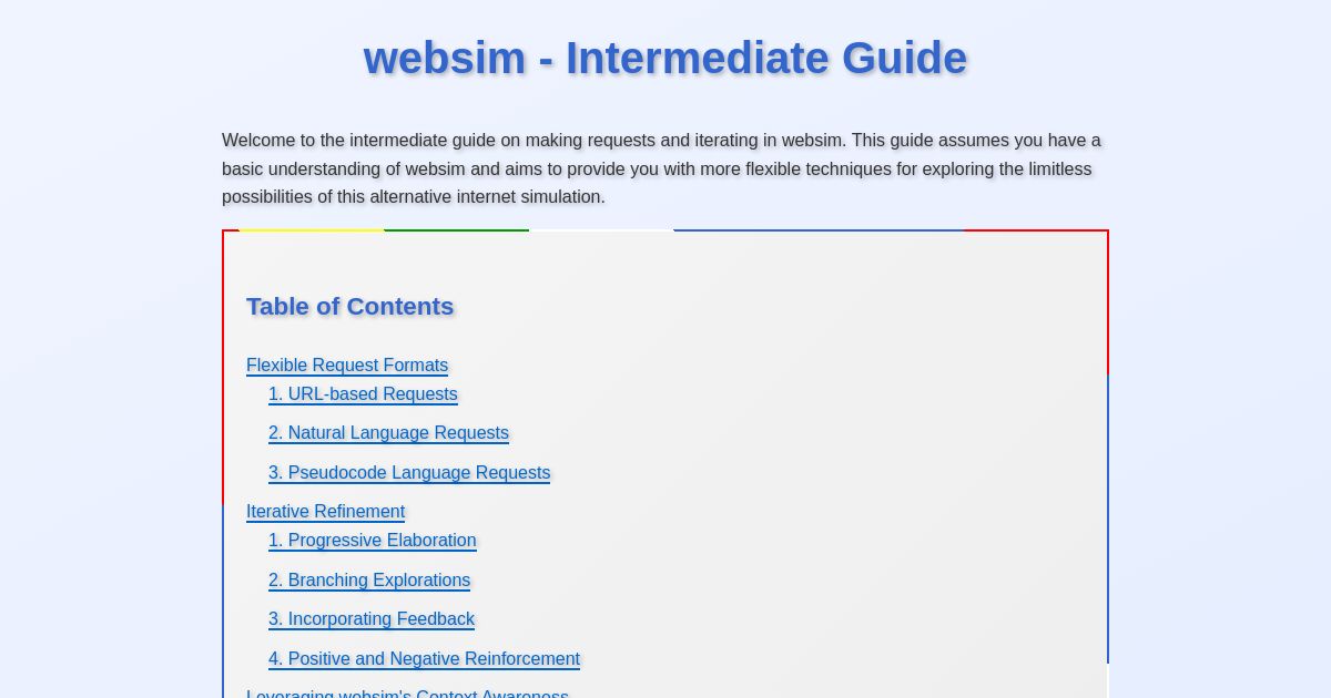 websim - Intermediate Guide