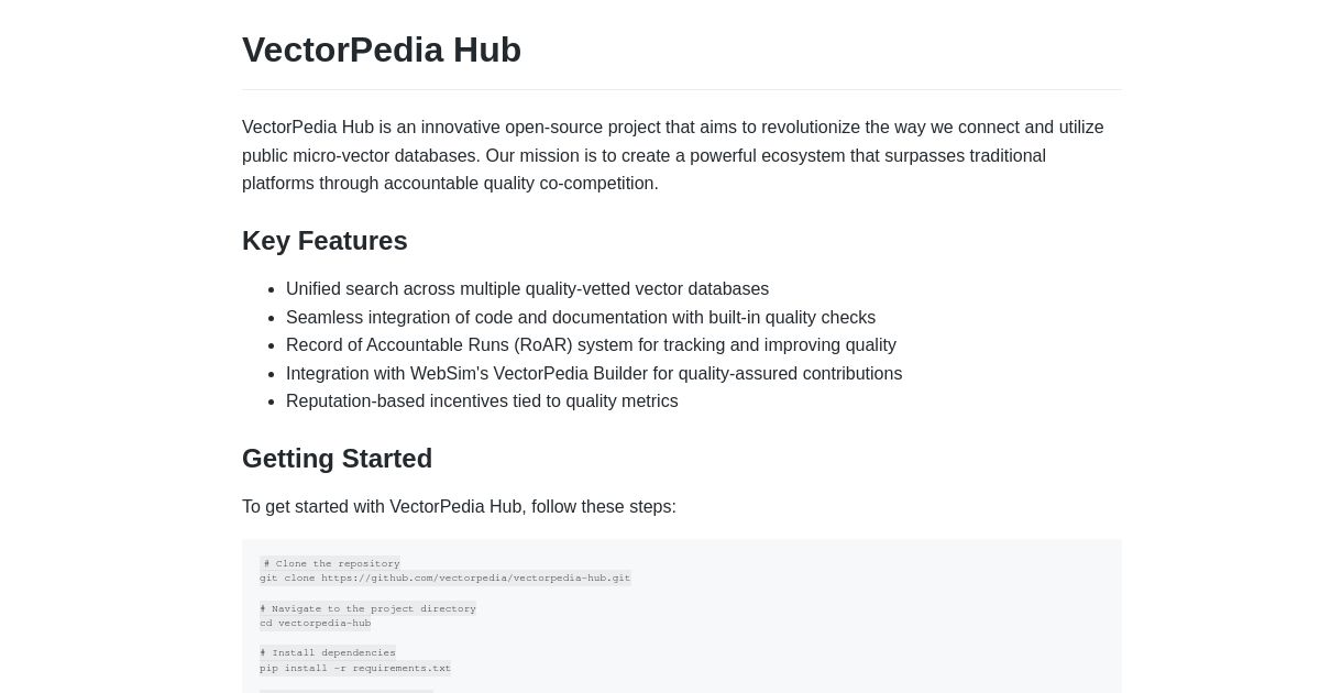 README.md - VectorPedia Hub