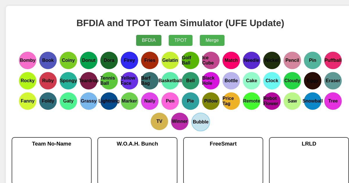 BFDIA and TPOT Team Simulator (UFE Update)