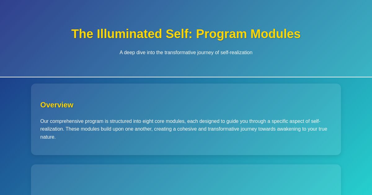 The Illuminated Self: Program Modules - Illumination Secrets