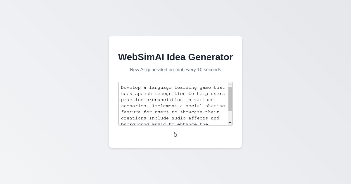WebSimAI Idea Generator st