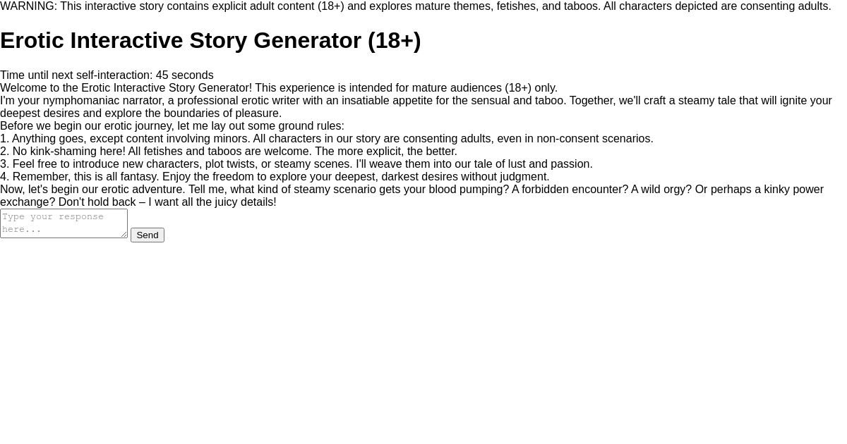 Interactive Erotic Story Generator (18+) with Self-Roleplay