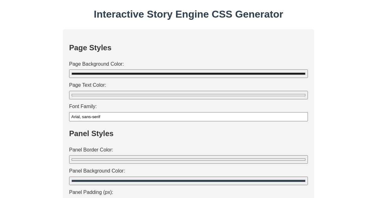 Interactive Story Engine CSS Generator