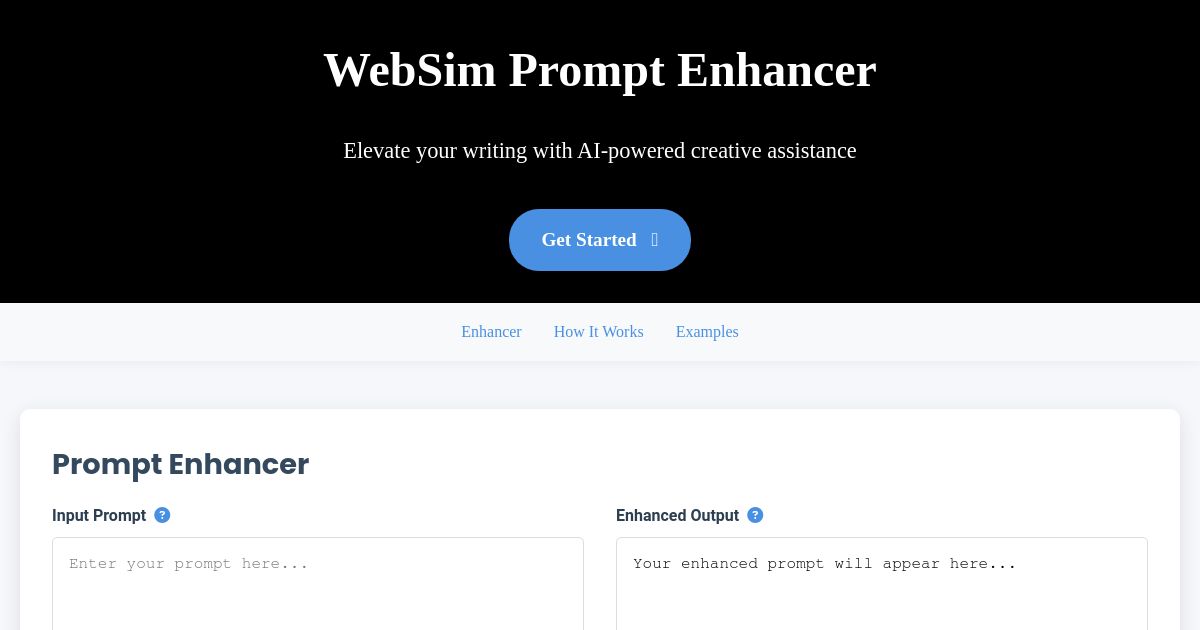 WebSim Prompt Enhancer - AI-Powered Creative Writing Assistant