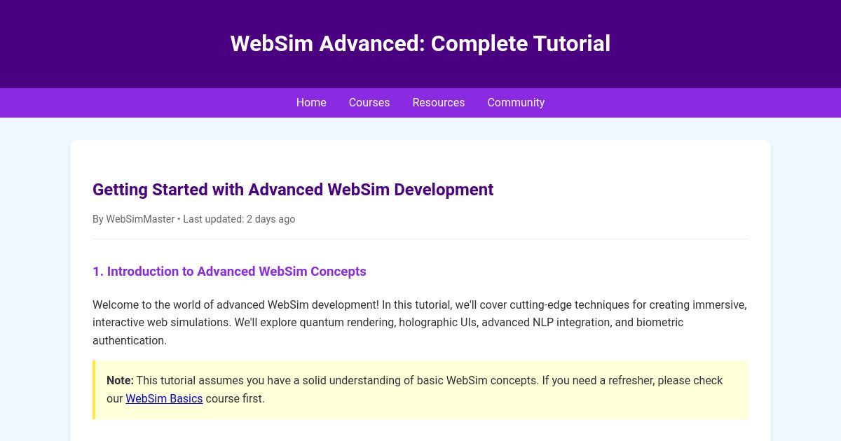 AI Dojo - WebSim Advanced: Complete Tutorial