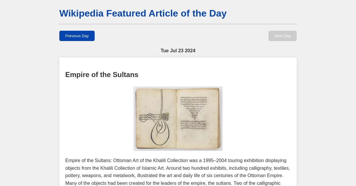 Wikipedia Featured Article of the Day