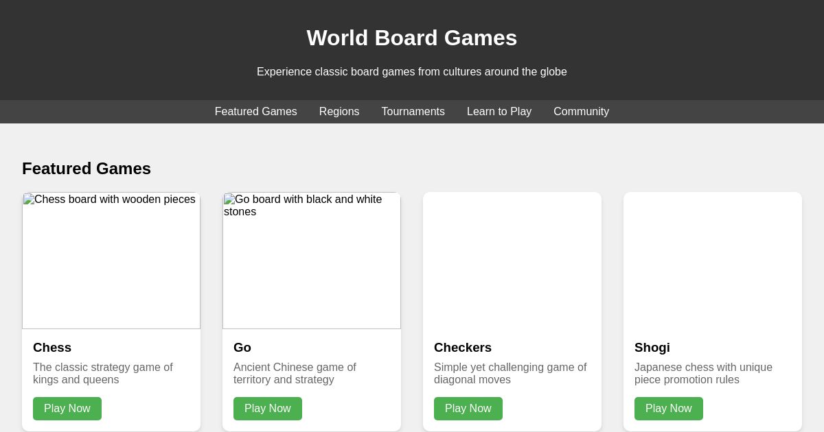 World Board Games - Play Chess, Checkers, and More from Around the Globe